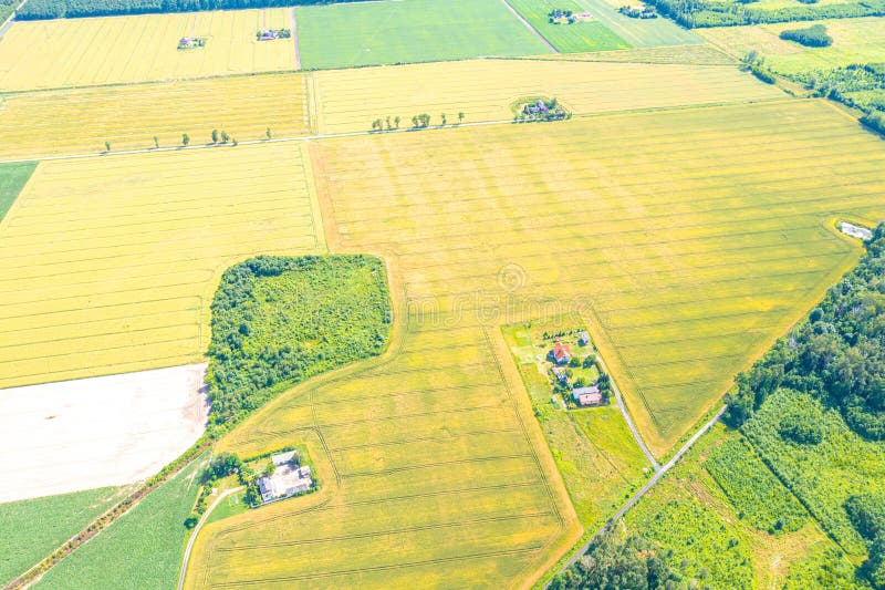 Green Field Spring Season. Aerial View Stock Photo - Image of ...
