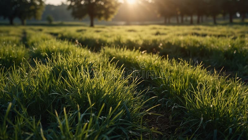 Green Field with Sunlight, Nature Landscape. Stock Image - Image of ...