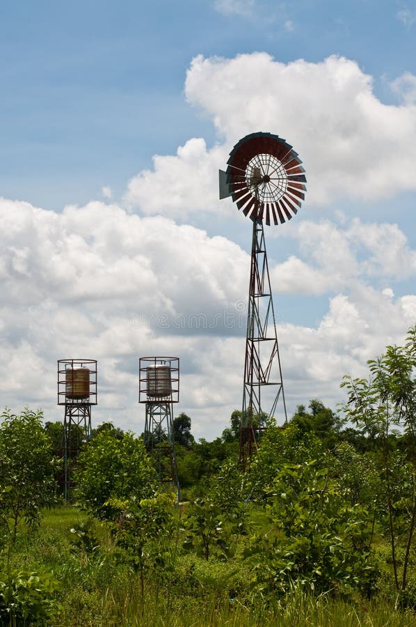 Green Field and Wildmill in Country Stock Photo - Image of countryside ...
