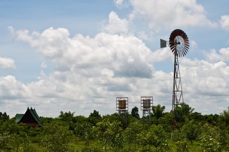 Green Field and Wildmill in Country Stock Image - Image of nature ...
