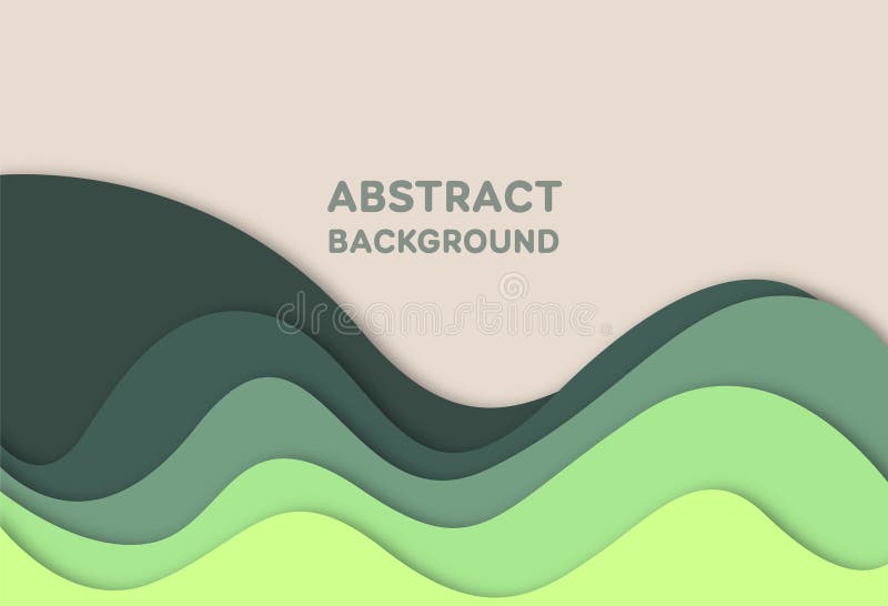 Green Fields Abstract Background in Papercut Style Stock Vector ...