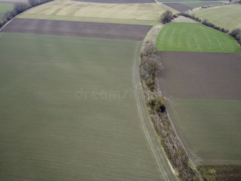 Green Fields in Bavaria in the Valley with Aerial View Stock Photo ...