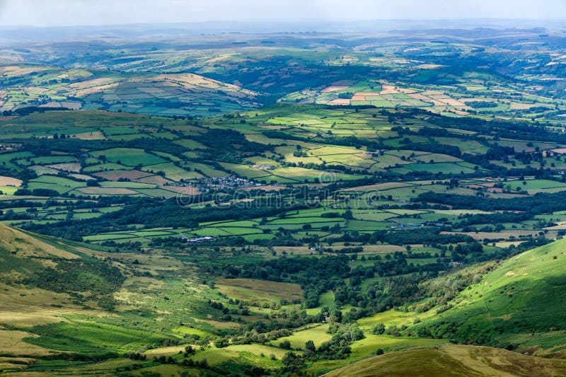 Green Fields and Rural Farmland in Mid Wales and Brecon Beacons Stock ...