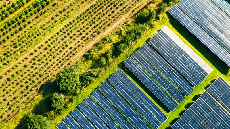 Green Fields with Solar Panels, Sustainable Energy and Renewable Power ...