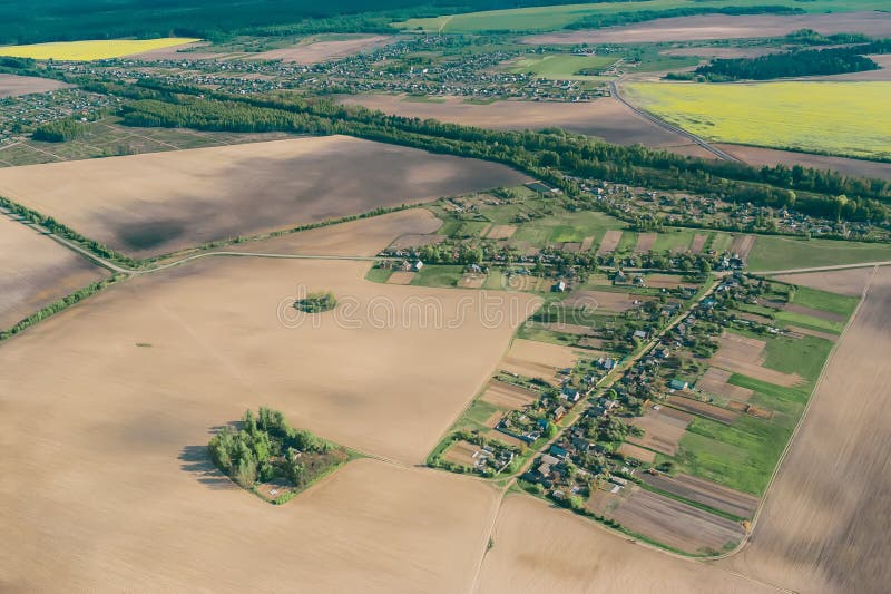 Green Fields and Trees Aerial View in Spring Stock Photo - Image of ...
