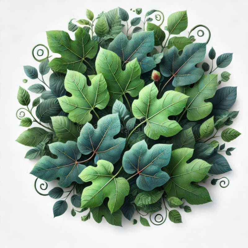 Green Fig Leaves Forming a Natural Border on White Background Stock ...