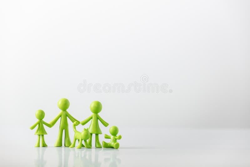 Green Figures Made of Biodegradable Plastic Model of Family with ...