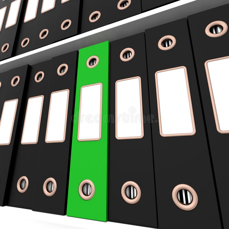 Green File Amongst Black Ones Stock Illustration - Illustration of ...