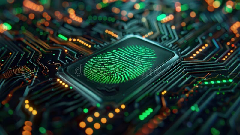 The Green Fingerprint Scan.AI Generated Image Stock Image - Image of ...
