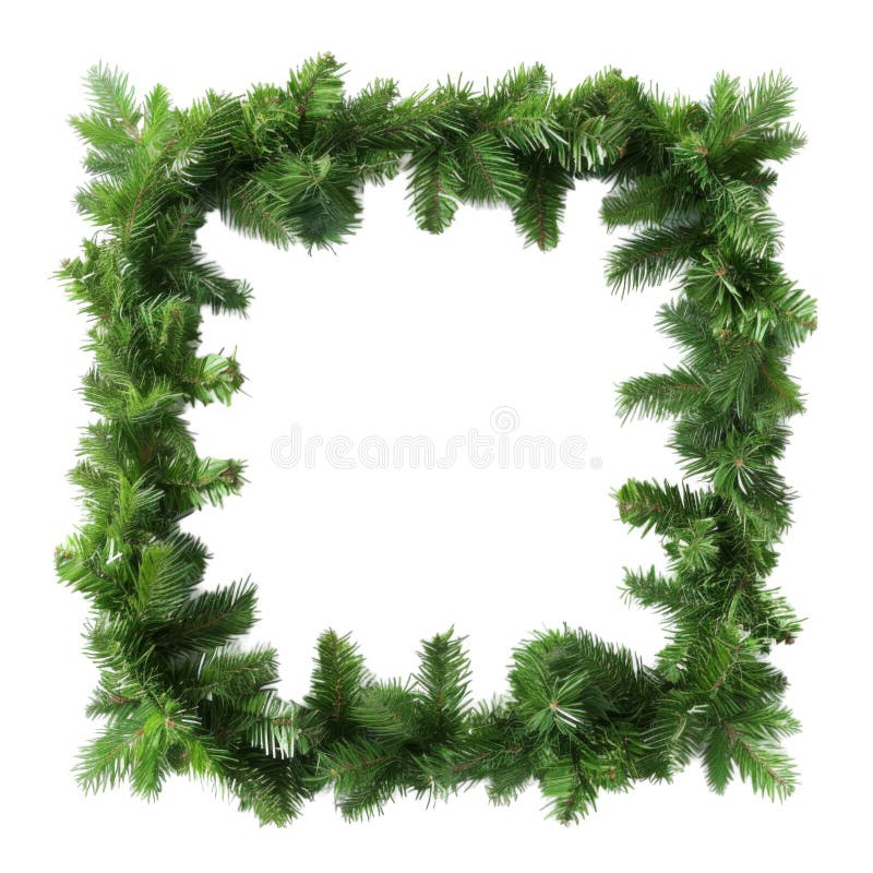 Green Fir Branch Wreath Frame Stock Photo - Illustration of frame ...