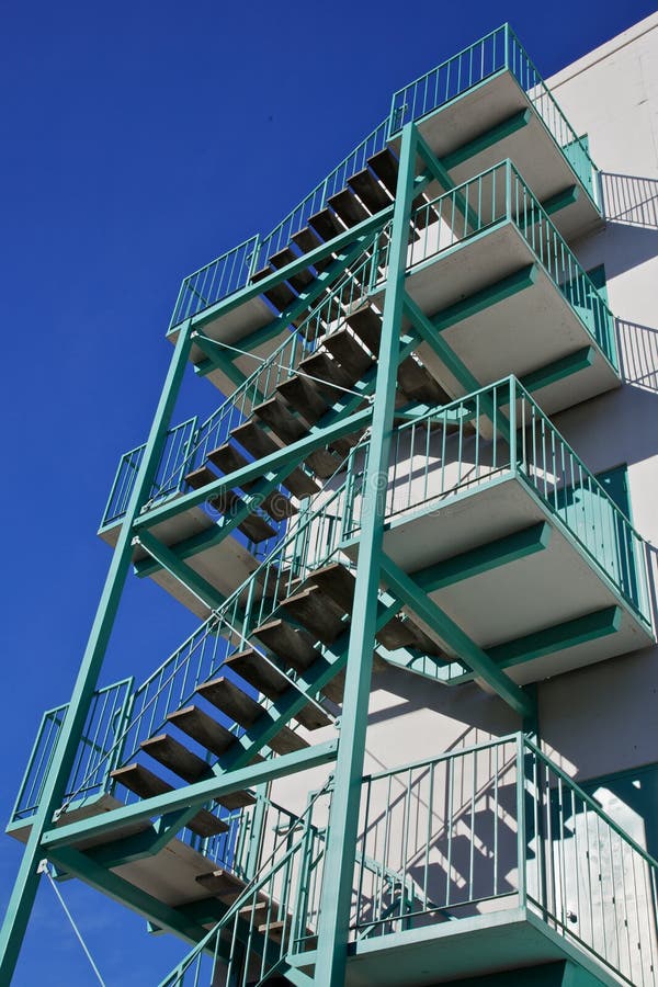 Green Fire Escape Angle Side Stock Photo - Image of escape, doors: 18163896
