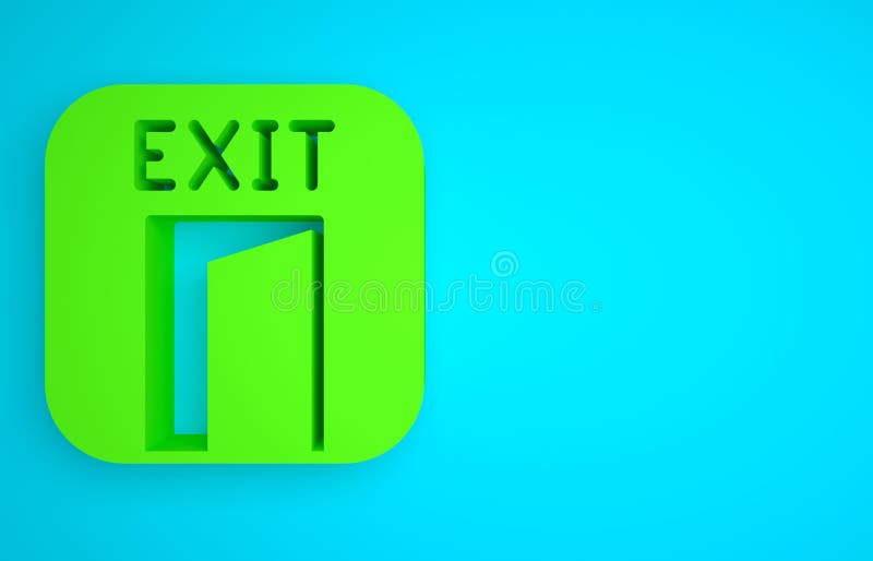 Green Fire Exit Icon Isolated on Blue Background. Fire Emergency Icon ...