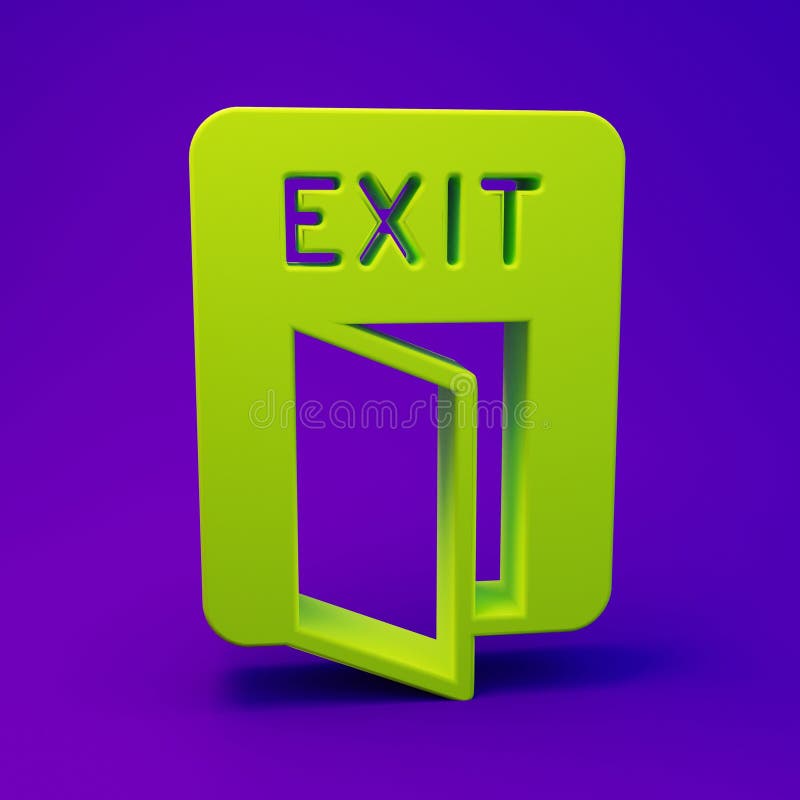 Green Fire Exit Icon Isolated on Purple-blue Background. Fire Emergency ...