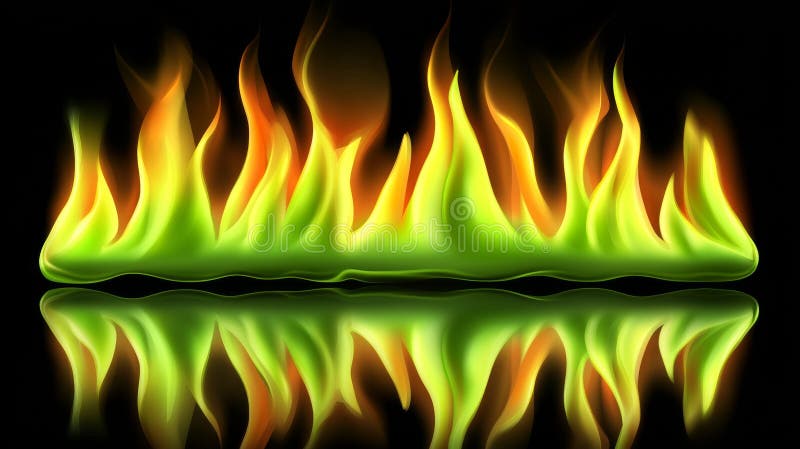 Green Fire Flames Reflection, Digital Art, Abstract, Fire, Flame Stock ...