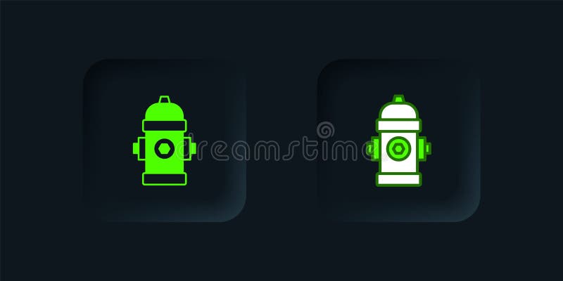 Green Fire Hydrant Icon Isolated on Black Background. Black Square ...