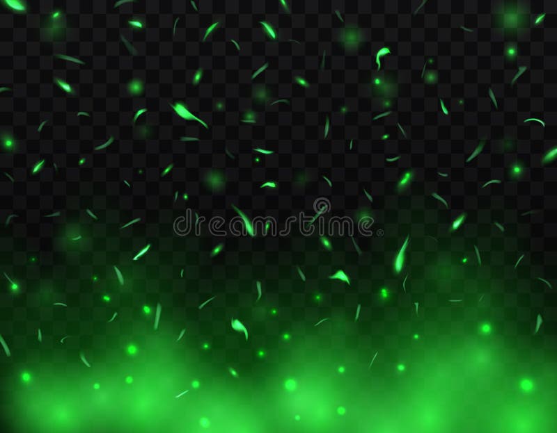 Green Fire Sparks, Realistic Overlay Effect Stock Vector - Illustration ...