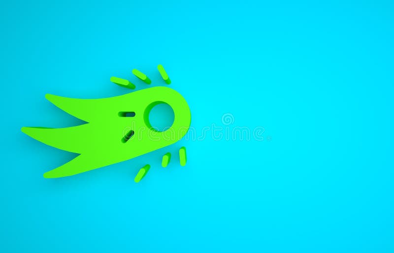 Green Fireball Icon Isolated on Blue Background. Minimalism Concept ...