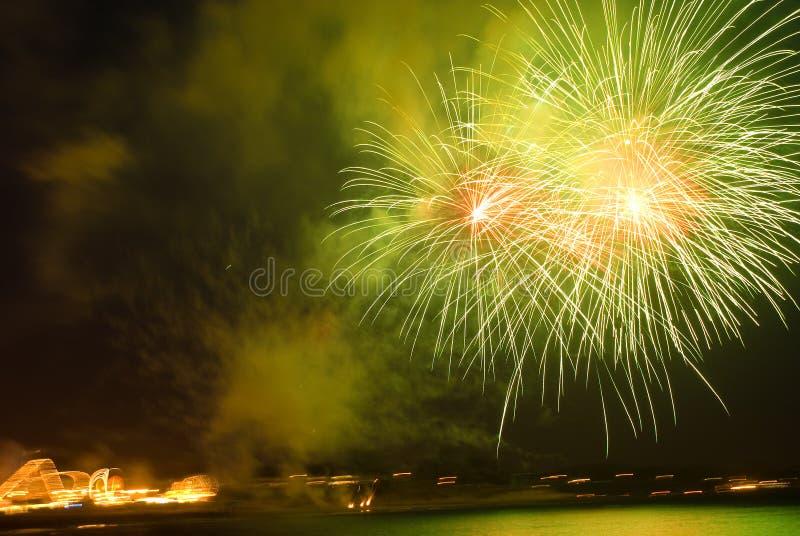 Green Fireworks Varna Port Bulgaria Editorial Image - Image of europe ...