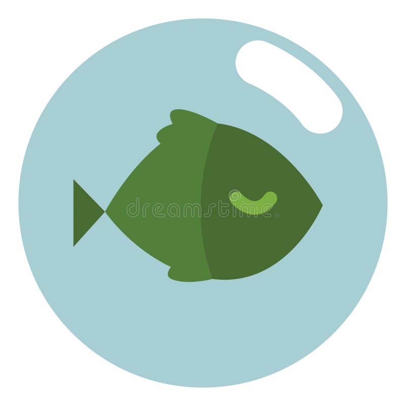 Green fish, icon stock vector. Illustration of white - 259782187