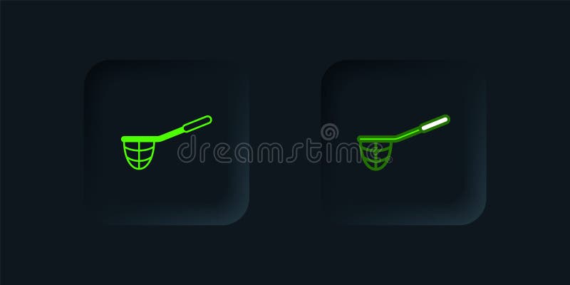 Green Fishing Net Icon Isolated on Black Background. Fishing Tackle ...