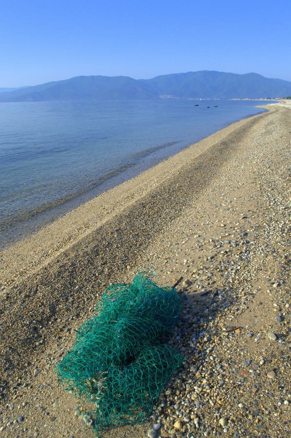 Green Fishnet at Long Beach Stock Photo - Image of peaceful, peace ...