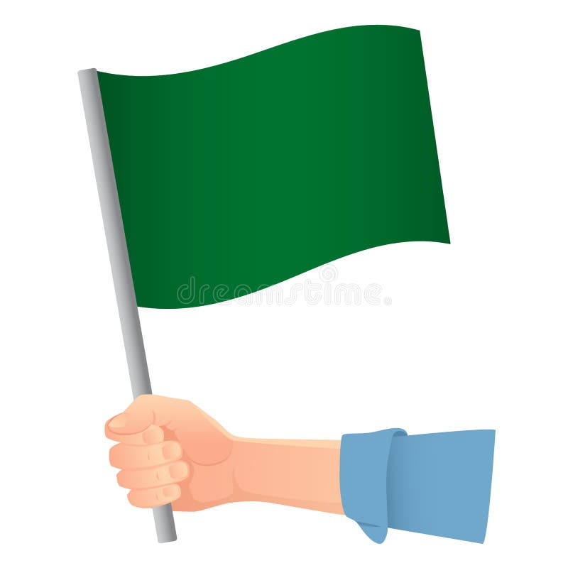 Green flag in hand stock illustration. Illustration of waving - 147869209