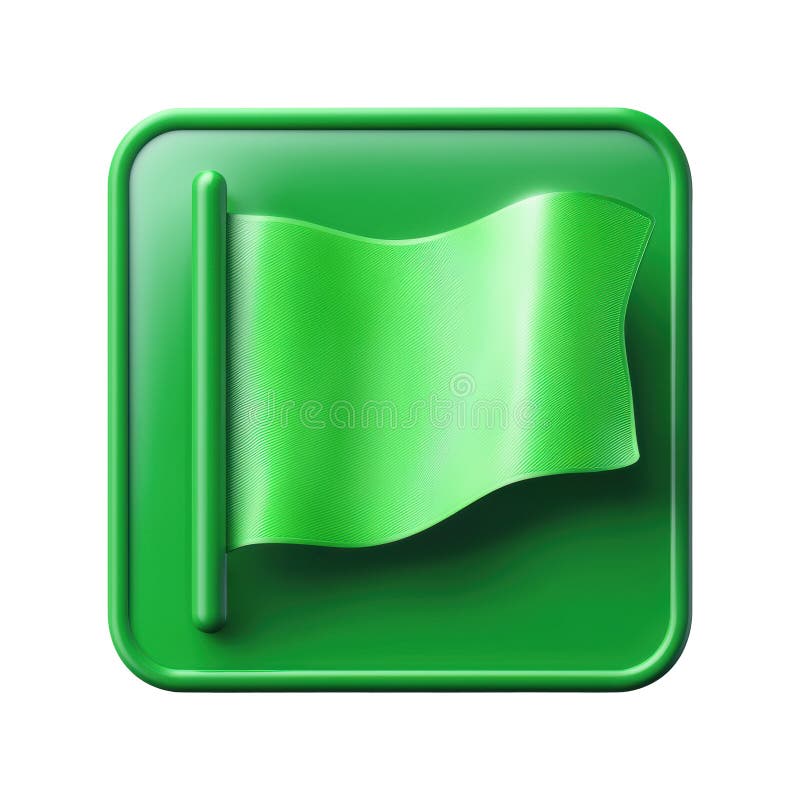 Green Flag Icon Square Button. Symbol of Start, Approval, and ...