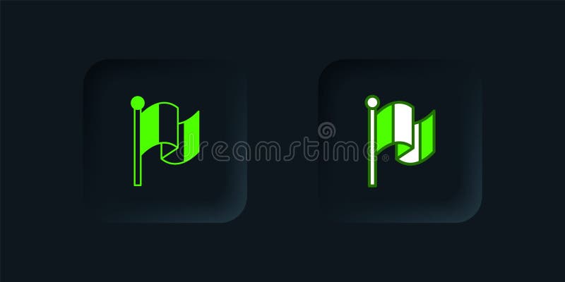 Green Flag Italy Icon Isolated on Black Background. Black Square Button ...