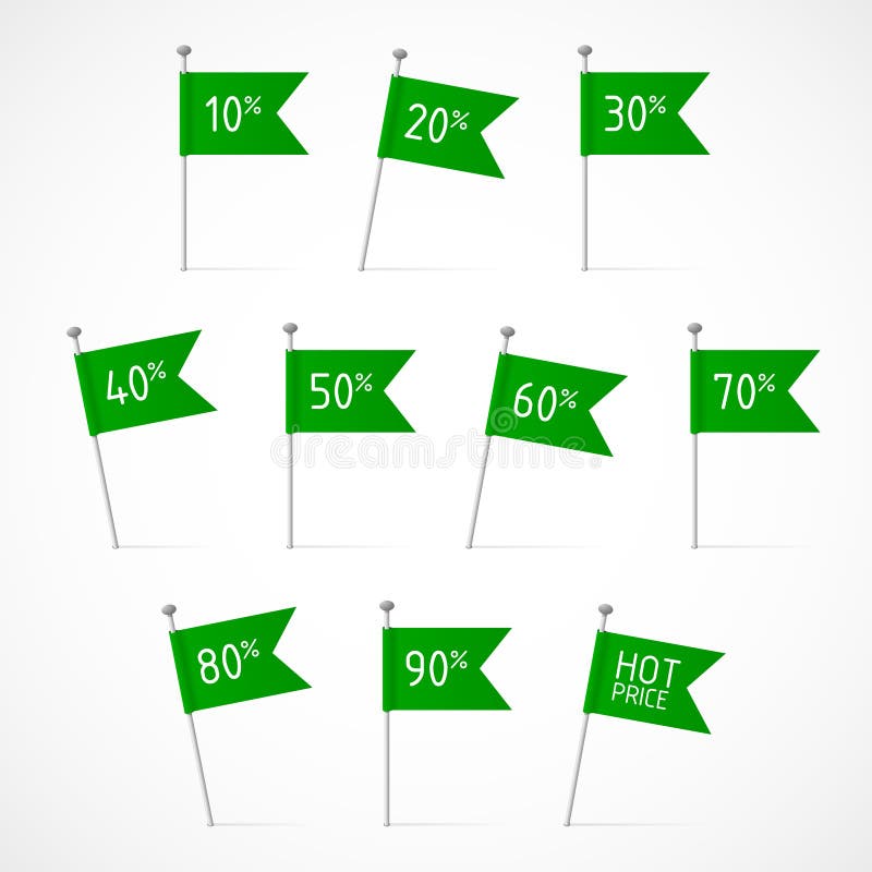 Green flags with offers stock vector. Illustration of clip - 33000123