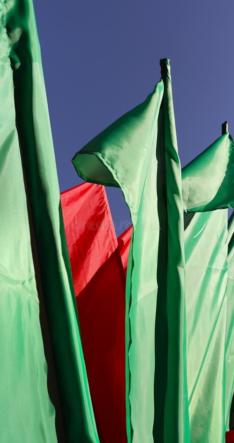 Flags Set Up during the Celebration in Windy Weather Stock Image ...