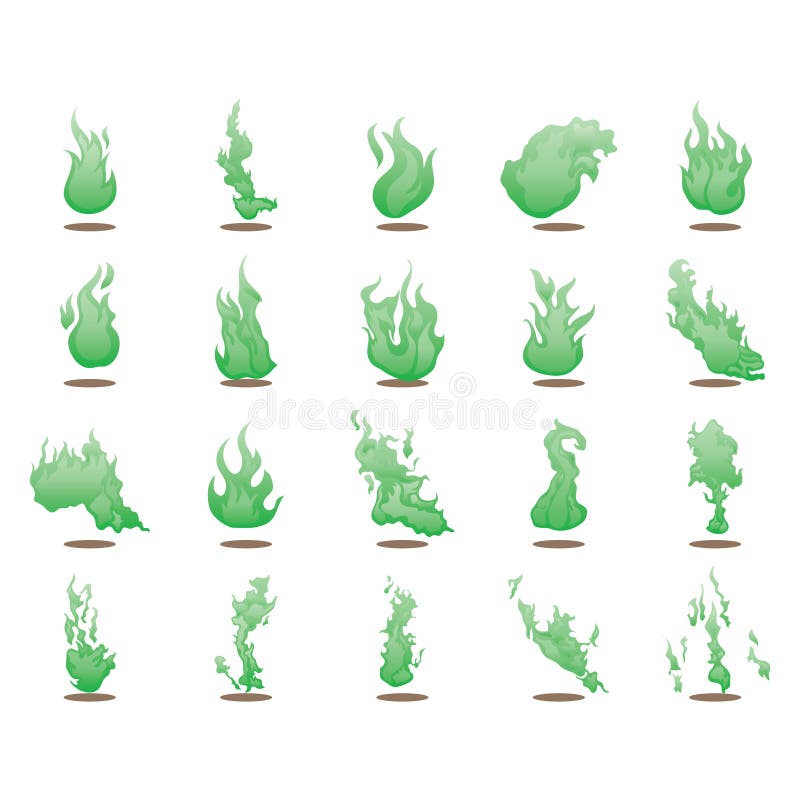 Green Flame Collection. Vector Illustration Decorative Design Stock ...