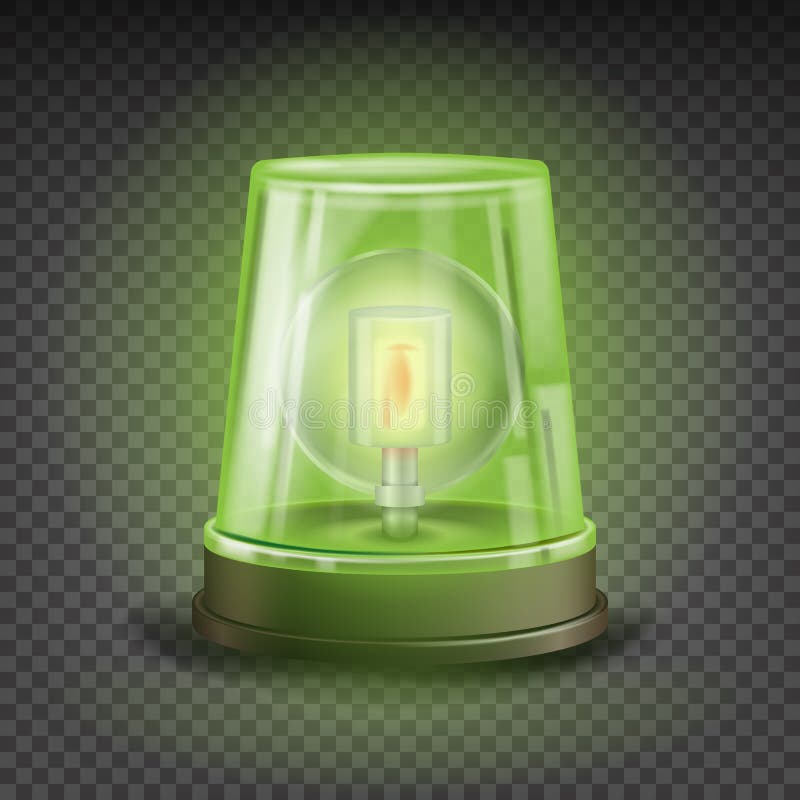 Green Flasher Siren Vector. Realistic Object. Light Effect. Rotation ...