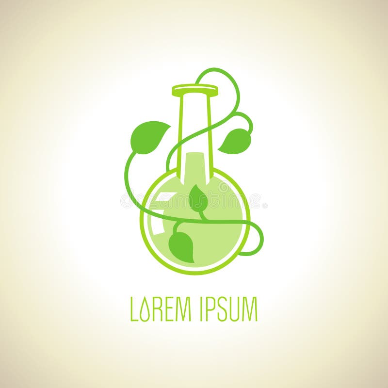 Green Flask with Plant, Eco Logo. Stock Vector - Illustration of ...