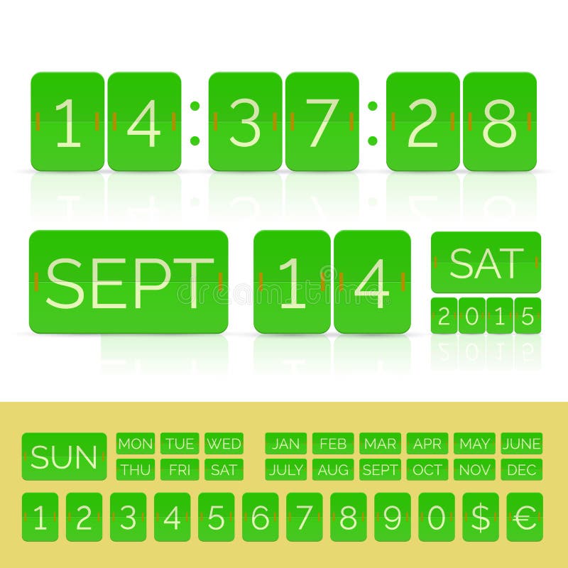 Green Flat Countdown Timer With Numbers Isolated Stock Vector