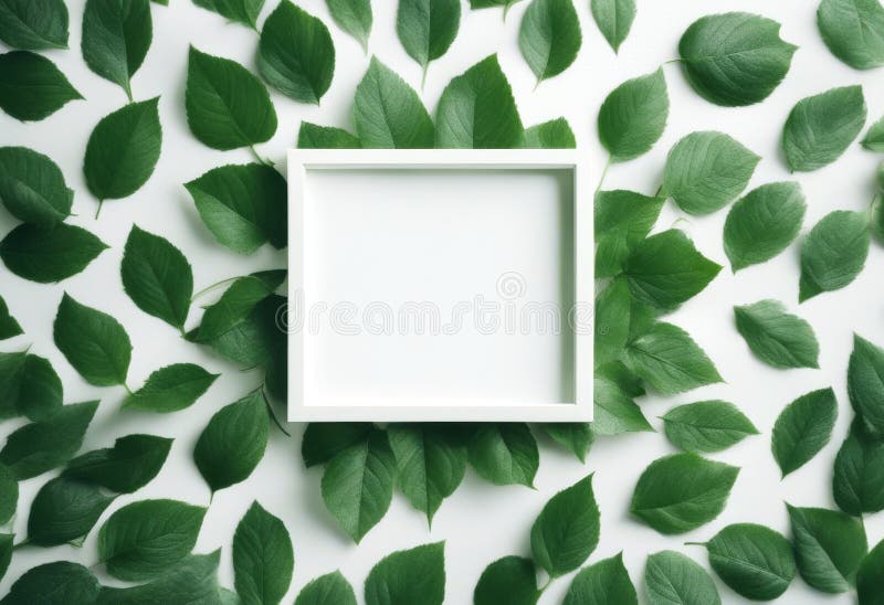 Green Flat Invitation Leaf Frame Leaves Creative Lay Layout Advertising ...