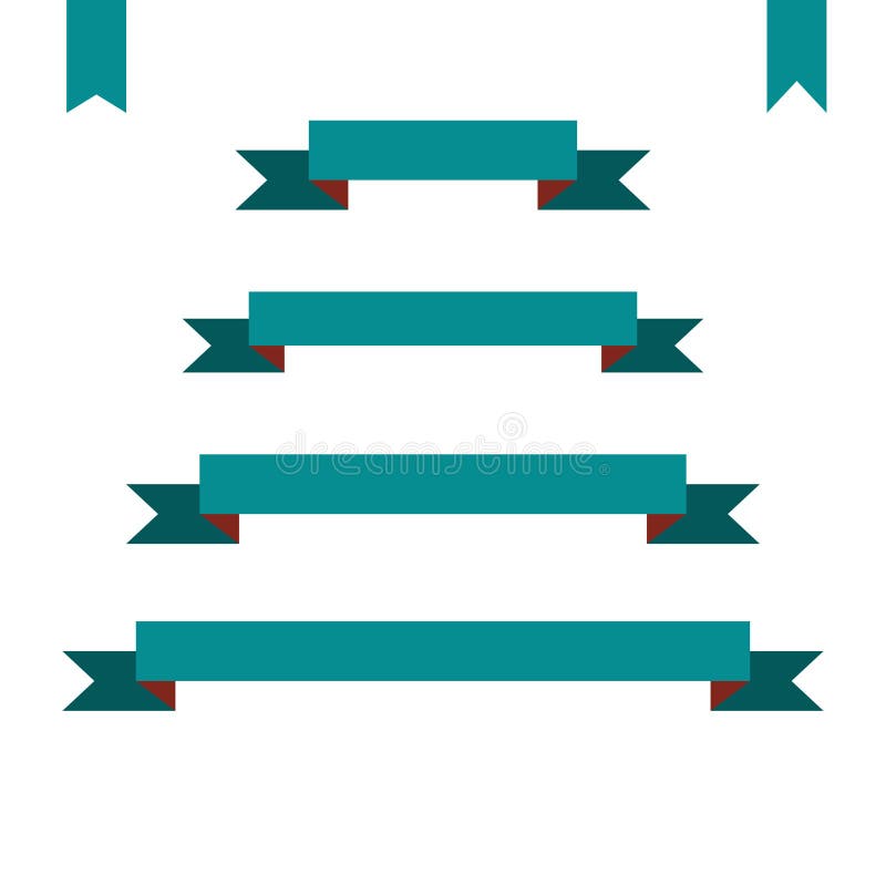 Green Flat Ribbon Banners Set. Design Vector Illustration Stock Vector ...