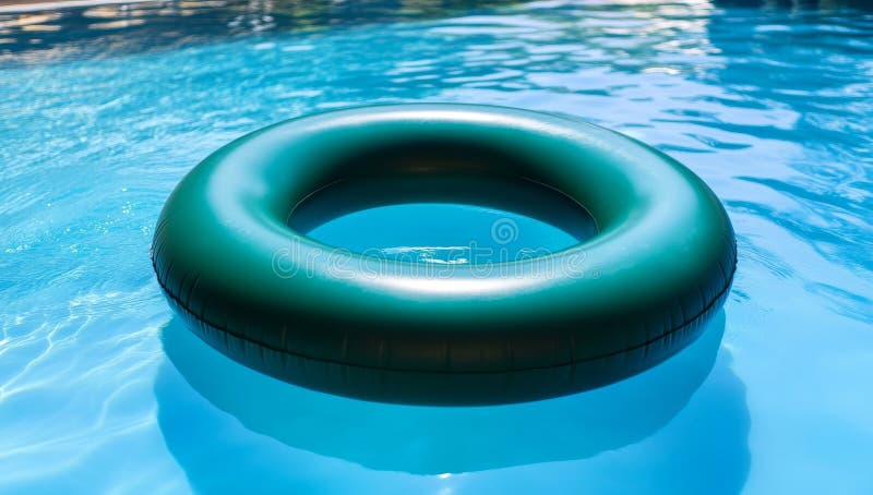 A Green Float Rests on the Surface of a Blue Swimming Pool, Creating a ...