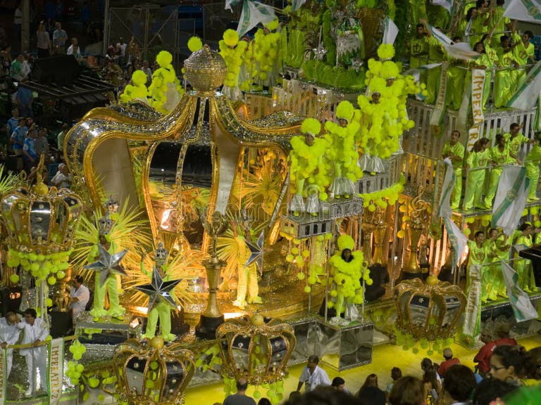 Green Float, Rio Carnival. editorial image. Image of granstand - 4544925