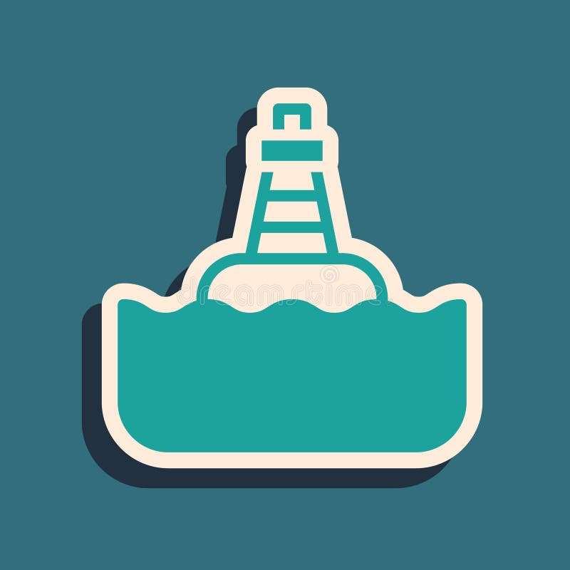 Green Floating Buoy on the Sea Icon Isolated on Green Background. Long ...
