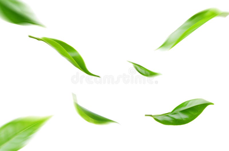Green Floating Leaves Flying Leaves Green Leaf Dancing Stock Image ...