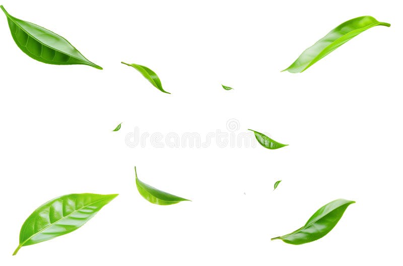 Green Floating Leaves Flying Leaves Green Leaf Dancing Stock Image ...