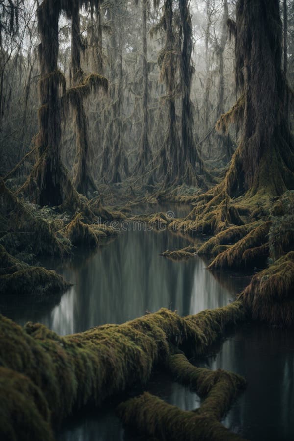 Swamp forest stock illustration. Illustration of river - 293547006