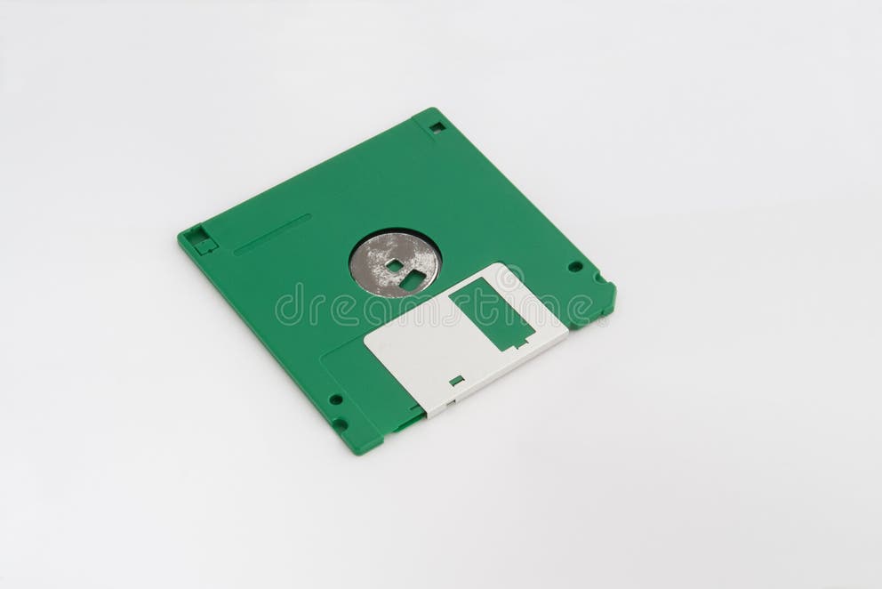 Green Floppy Disk (back Side) on White Background. Stock Photo - Image ...