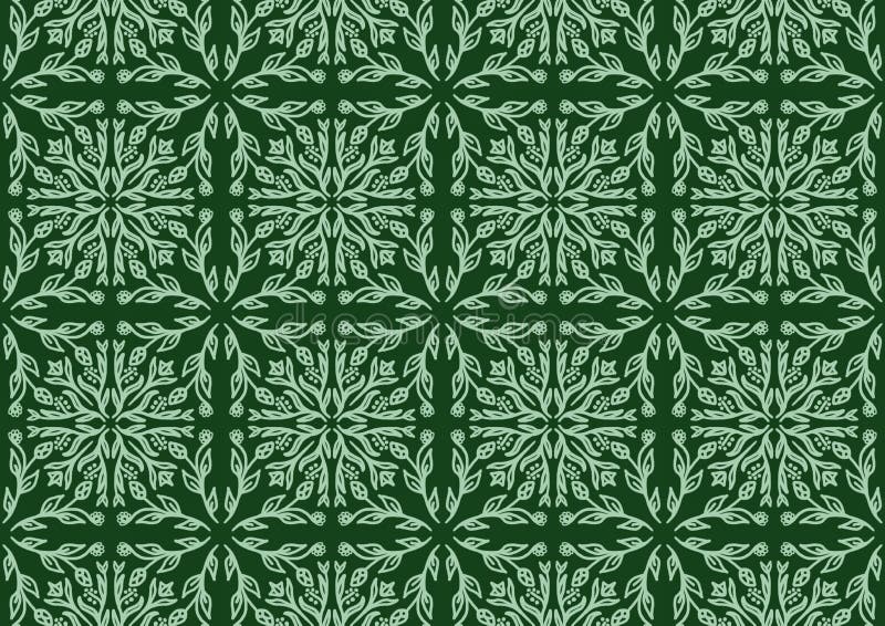 Green Flora Leaf Garden Tile Symmetry Repeat Printing Pattern ...