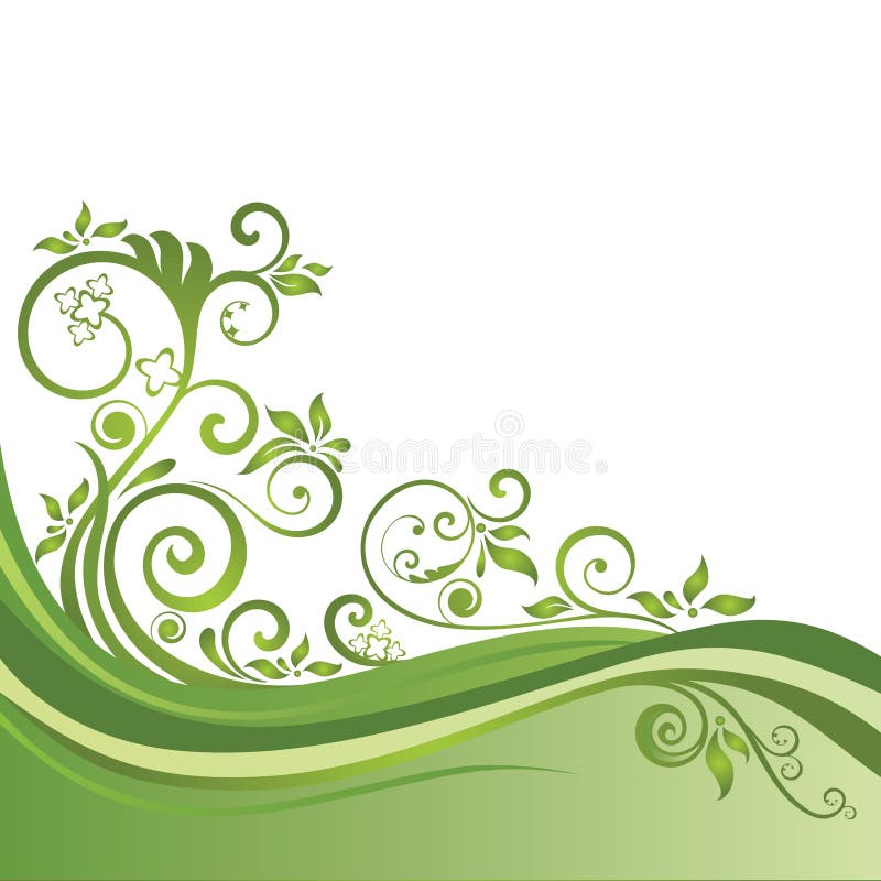Green Floral Banner Isolated Stock Vector - Illustration of ecological ...