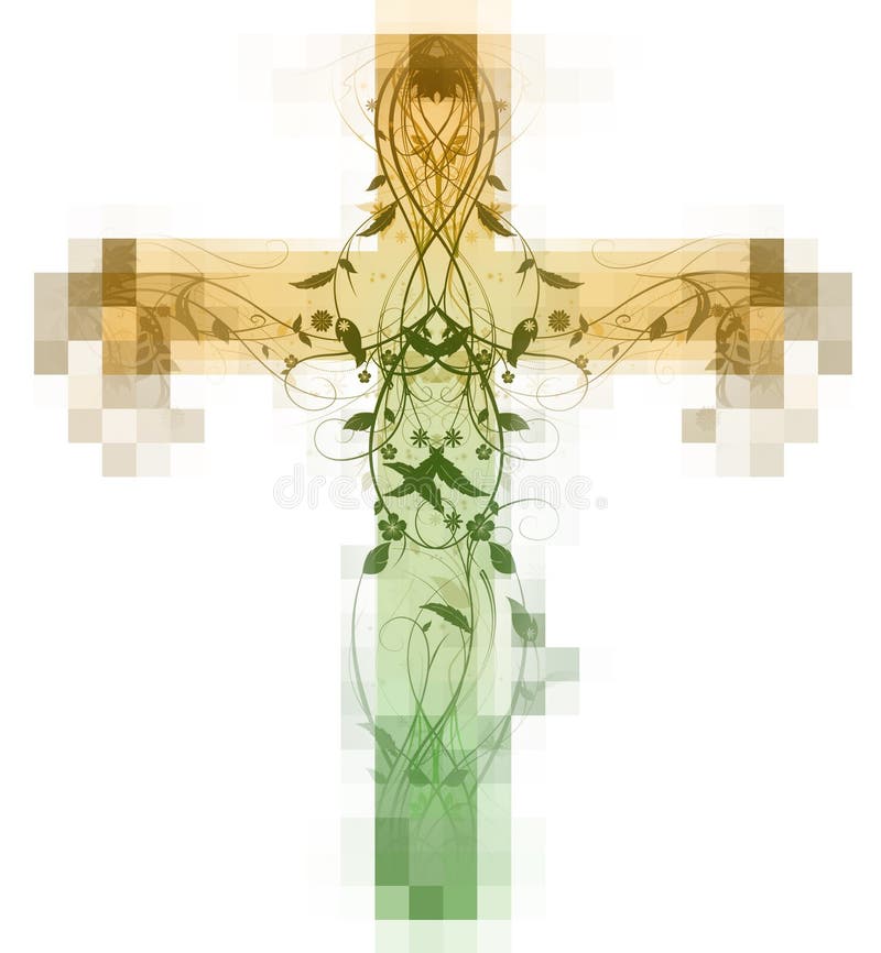 Green floral cross stock illustration. Illustration of lord - 33045136