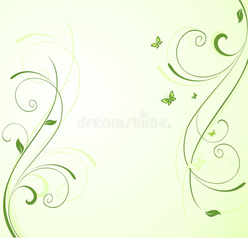 Set of Green Floral Design Elements Stock Vector - Illustration of ...