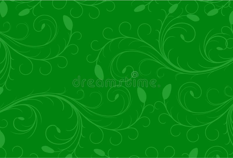 Green Floral Pattern Design with Green Background Vector Illustration ...