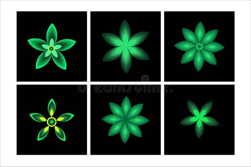 Green Floral Pattern Set stock illustration. Illustration of line ...