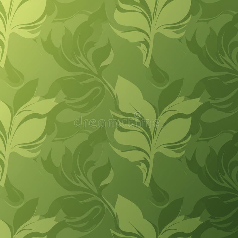 Green Floral Pattern with Stylized Leaf Motifs in Varying Shades of ...